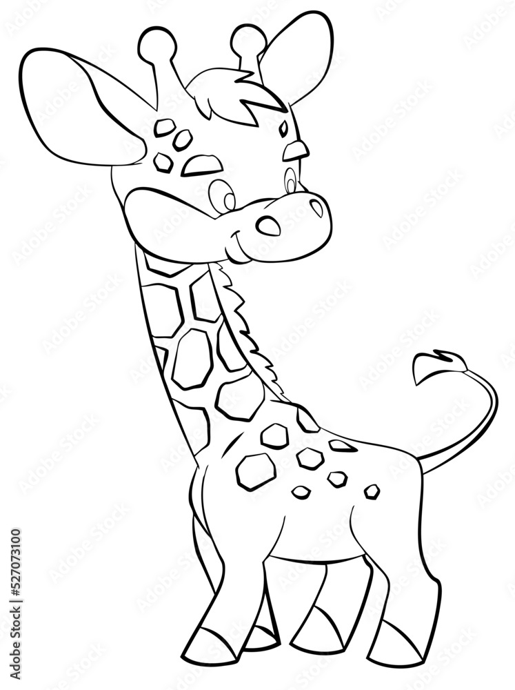 Young giraffe. Element for coloring page. Cartoon style. Stock Vector ...