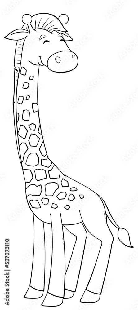 Giraffe. Element for coloring page. Cartoon style. Stock Vector | Adobe ...