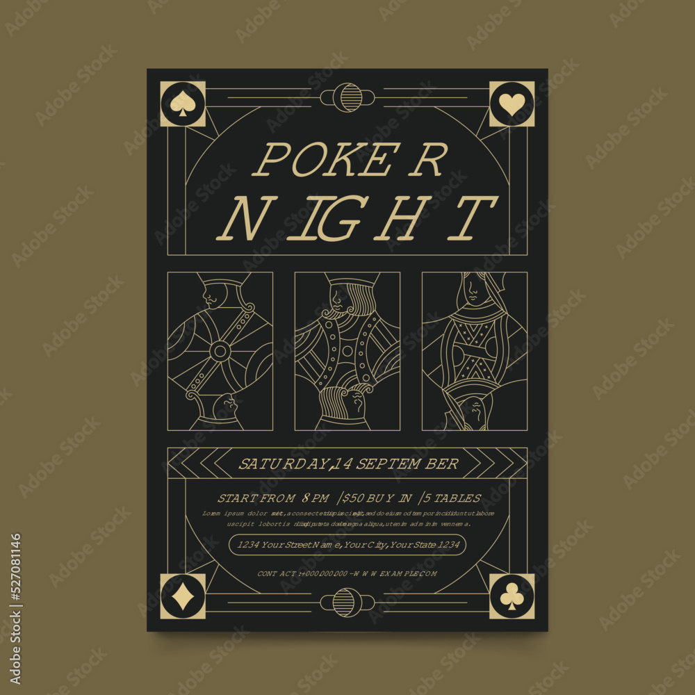 Poker Night Flyer Template Stock Vector | Adobe Stock