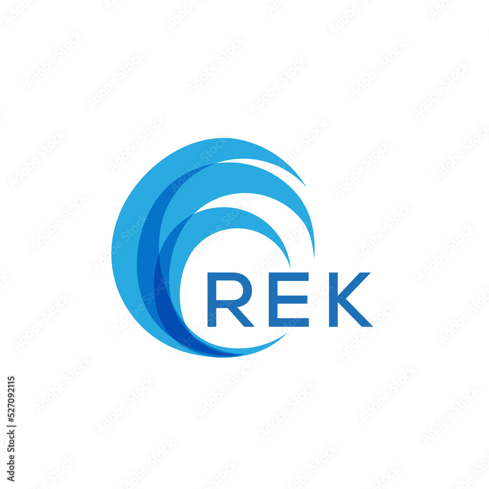 REK letter logo. REK blue image on white background. REK Monogram logo ...