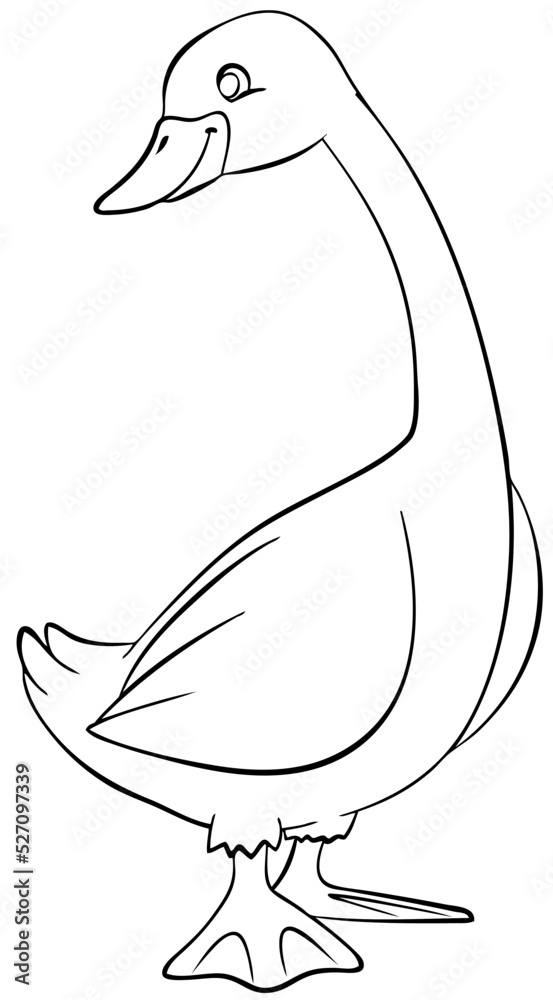 Goose. Element for coloring page. Cartoon style. Stock Vector | Adobe Stock