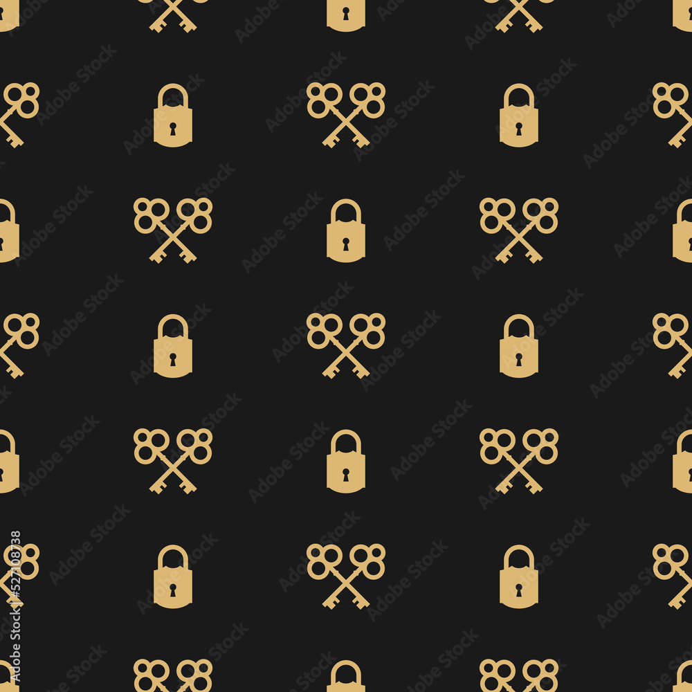seamless ornament with magic golden keys and vintage locks. Vector ...