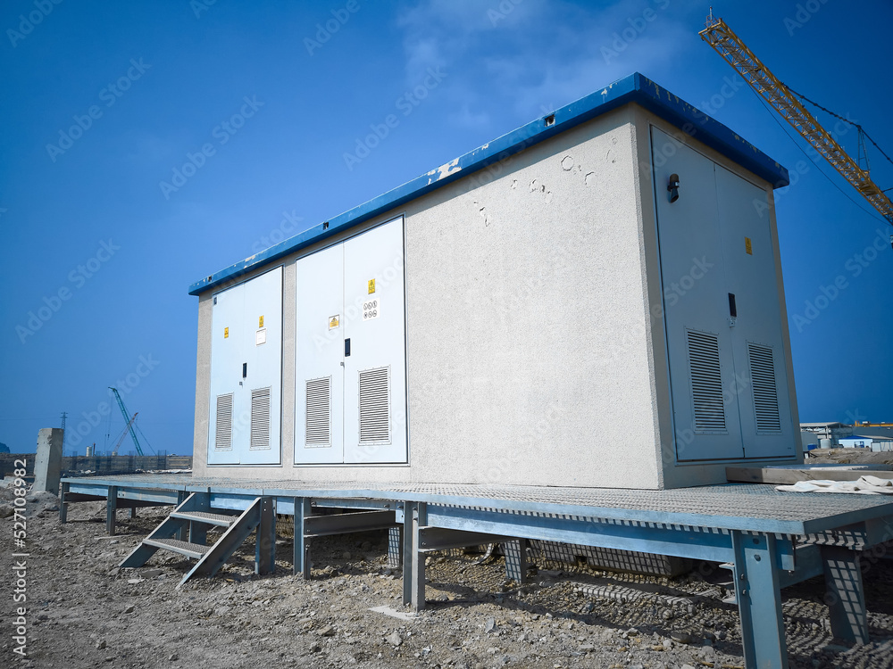 Electrical relay cabin controller. Transformer substation at ...