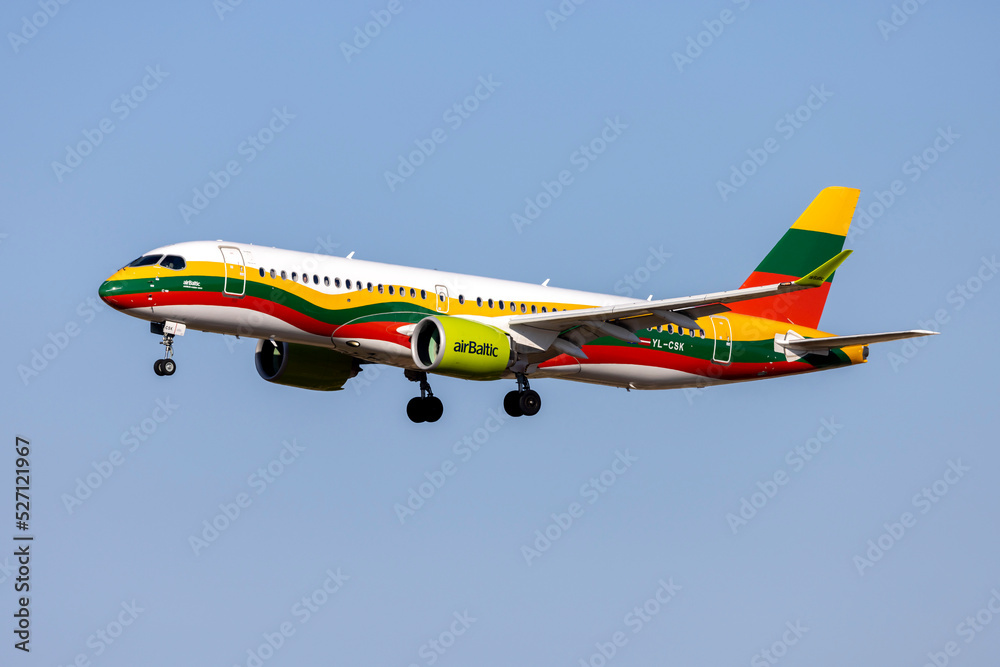 Luqa, Malta - August 27, 2022: Air Baltic Airbus A220-300 (Reg.: YL-CSK ...
