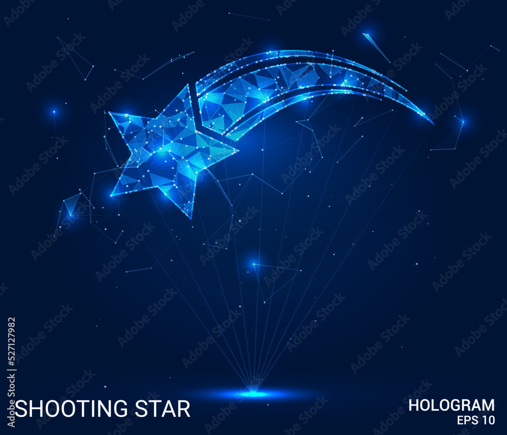 A hologram of a shooting star. A shooting star made of polygons ...