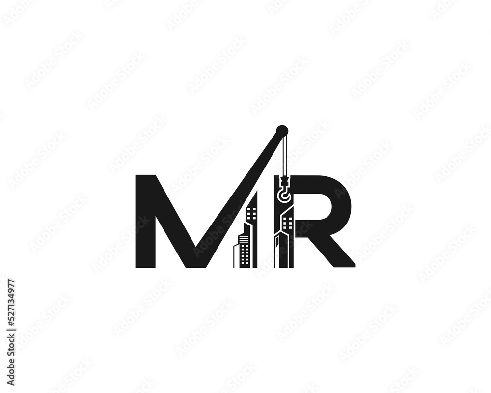 letters MR real estate Construction Logo. MC letter with crane and ...