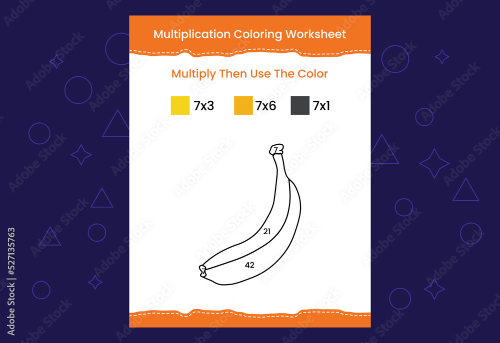 Multiplication Coloring worksheet with the image. Color by numbers math ...