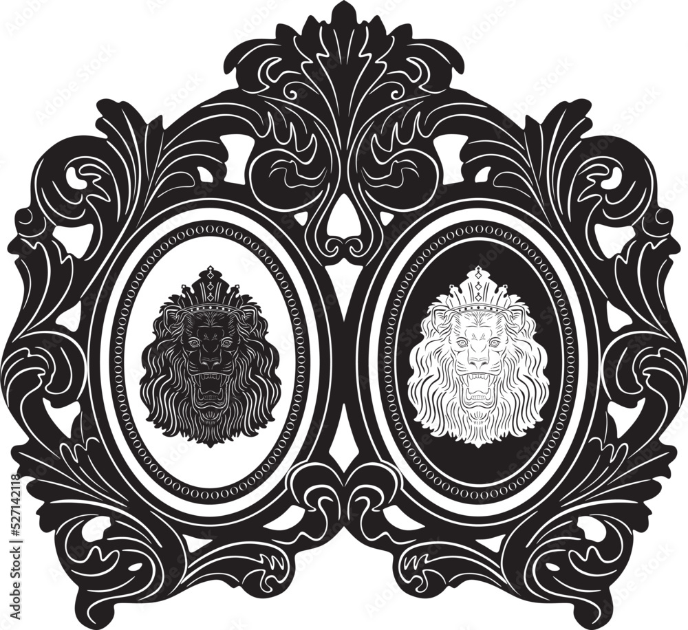 king lion logo with vintage frame handmade design vector Stock Vector ...
