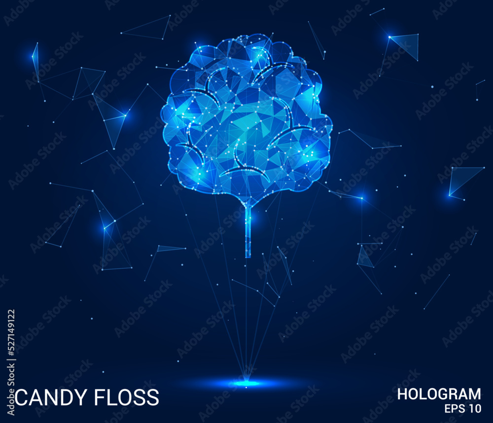 A hologram candy floss. Candy floss made of polygons, triangles of ...