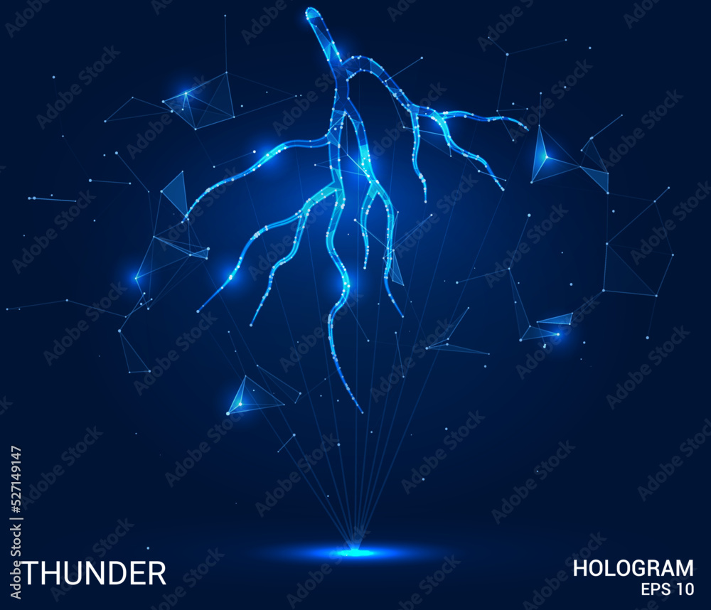 The lightning hologram. Thunder from polygons, triangles of points and ...
