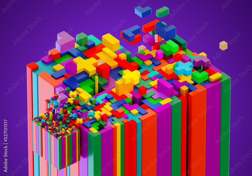 Colored background is made up of multi-colored geometric shapes ...