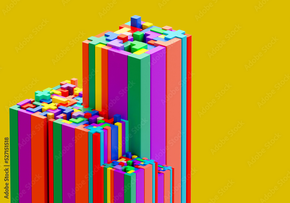 Colored background is made up of multi-colored geometric shapes ...