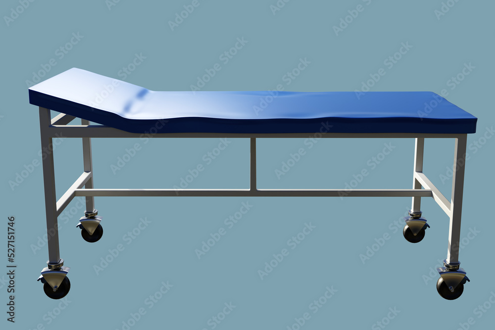 Couch for doctors office. Hospital couch on turquoise. Equipment for ...