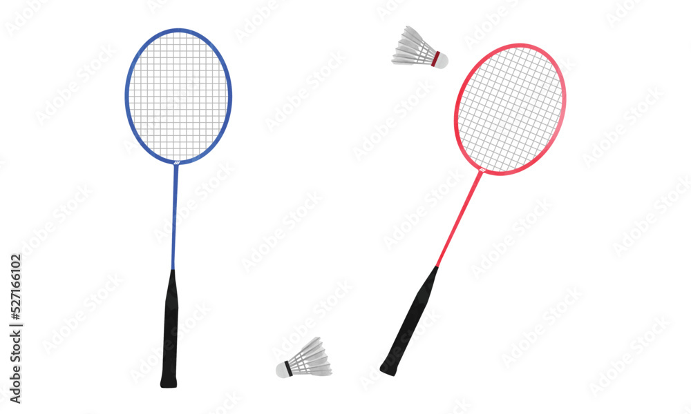 Set of badminton elements clipart. Badminton racket and shuttlecock ...