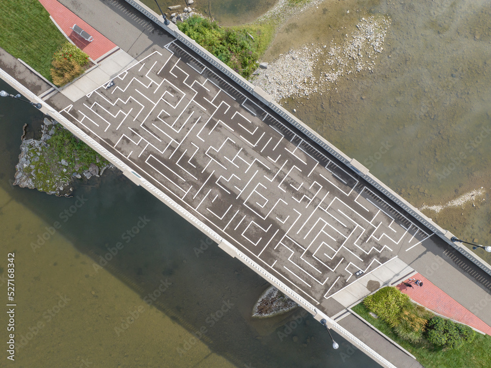 Aerial view of Centerway Walking Bridge a bridge turned into a park ...