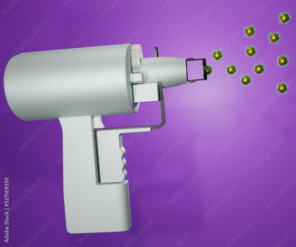 Stockillustratie Gene gun is used to deliver DNA coated with gold ...