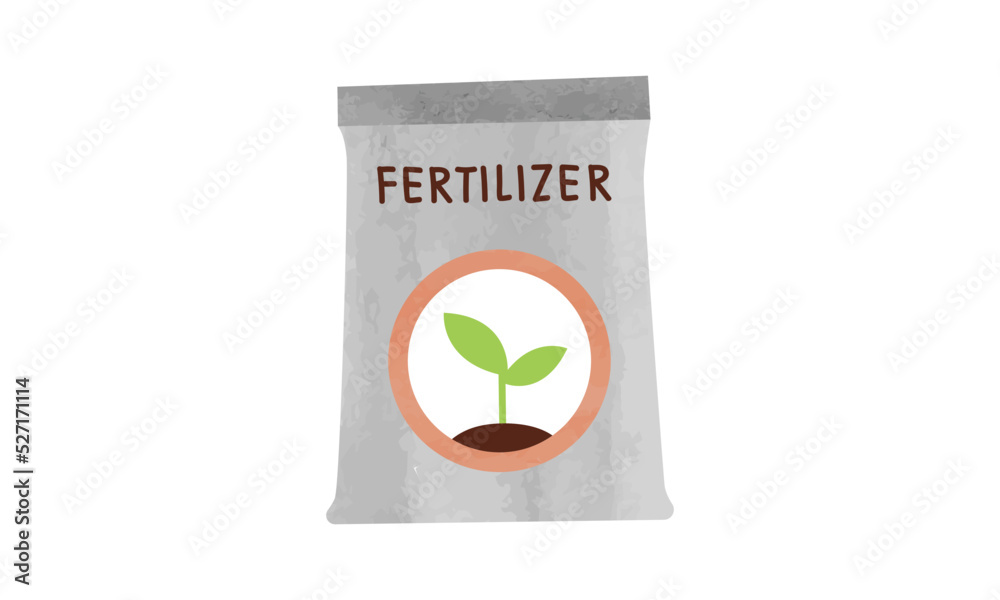 Simple fertilizer bag watercolor painting illustration isolated on ...