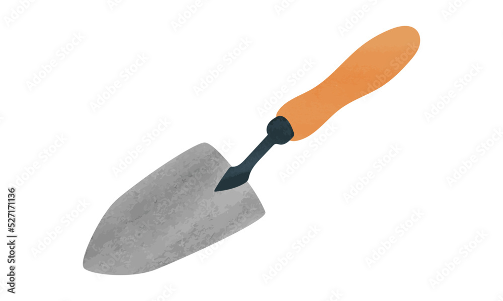 Gardening trowel with wooden handle watercolor style vector ...