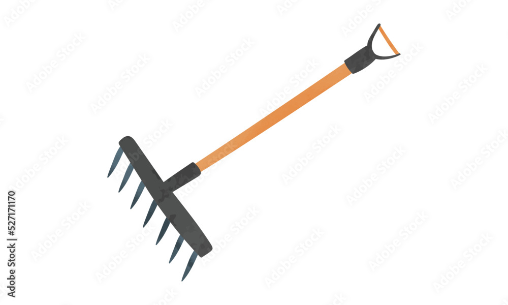 Gardening rake watercolor style vector illustration isolated on white ...