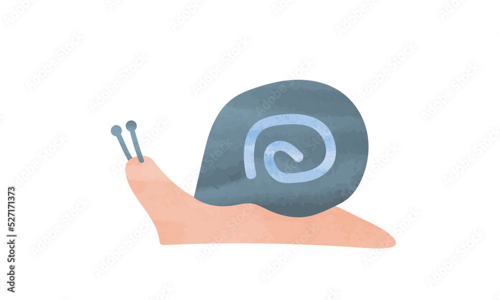 Cute snail watercolor illustration isolated on white background. Snail ...