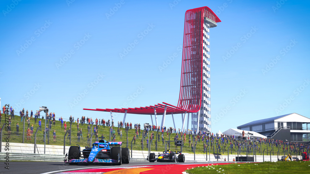 Famous COTA view point on F1 track 3D illustration, 30 Aug, 2022, Texas ...