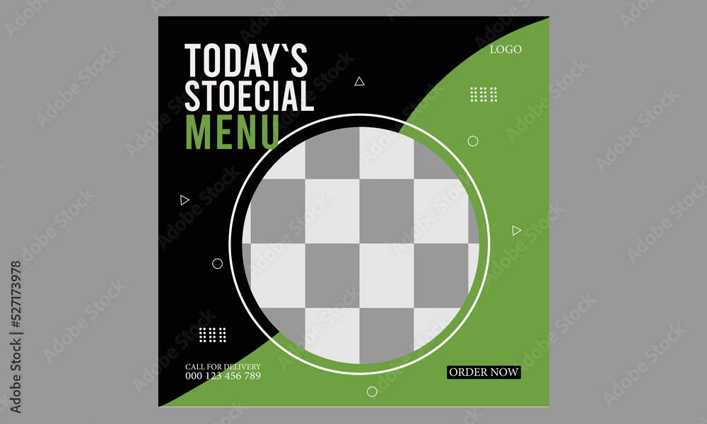 Socil media tody`s stoecil food menu template vector design Stock ...