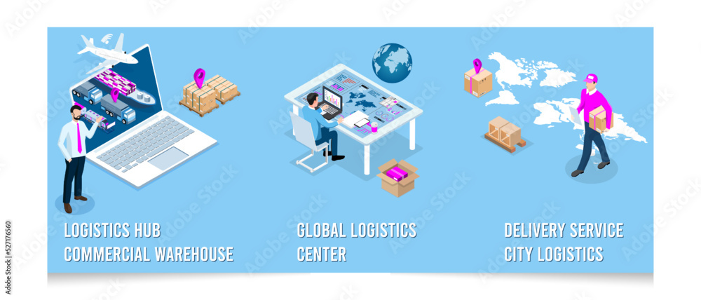 3D isometric concept of Global logistic network and Smart Logistics ...