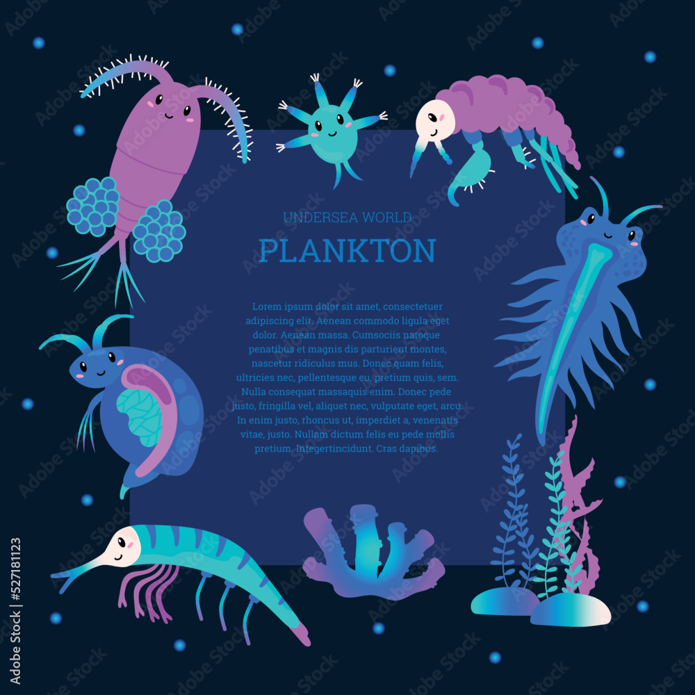 Undersea world plankton banner with frame and copy space for text ...