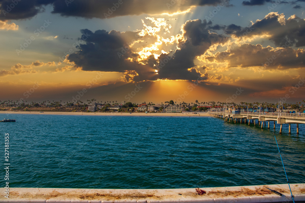 a gorgeous summer landscape at the beach with blue ocean water and ...