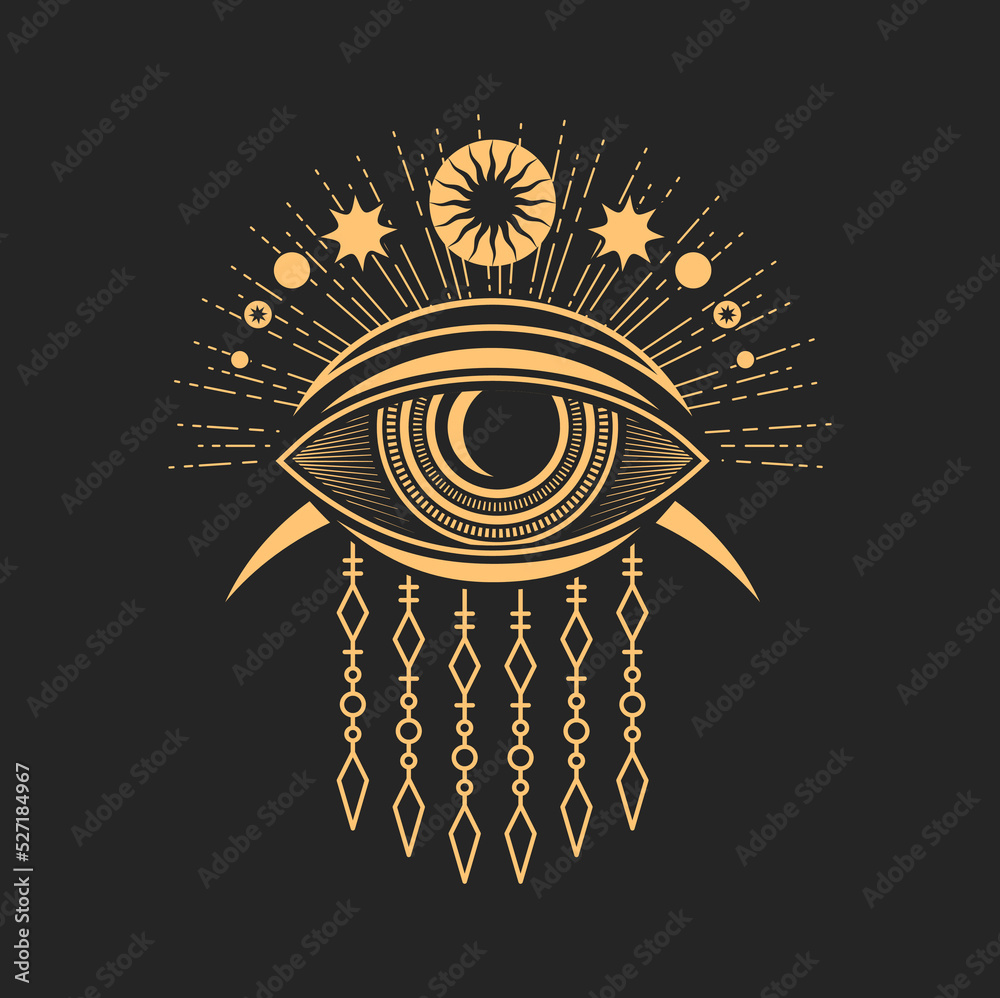 Esoteric symbol magic eye, tattoo occult mason sign. Vector providence ...