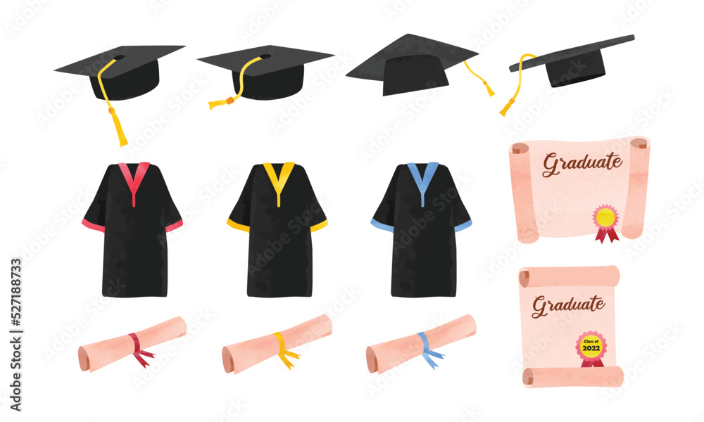 Graduation supplies clipart set. Graduation cap clipart. Graduation ...
