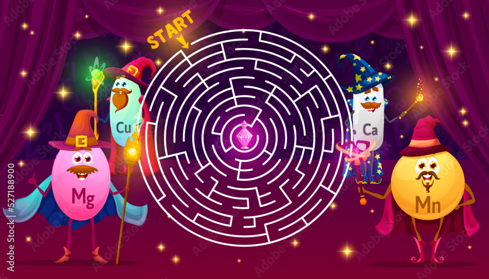 Help vitamins and minerals mage characters to find a potion bottle maze ...