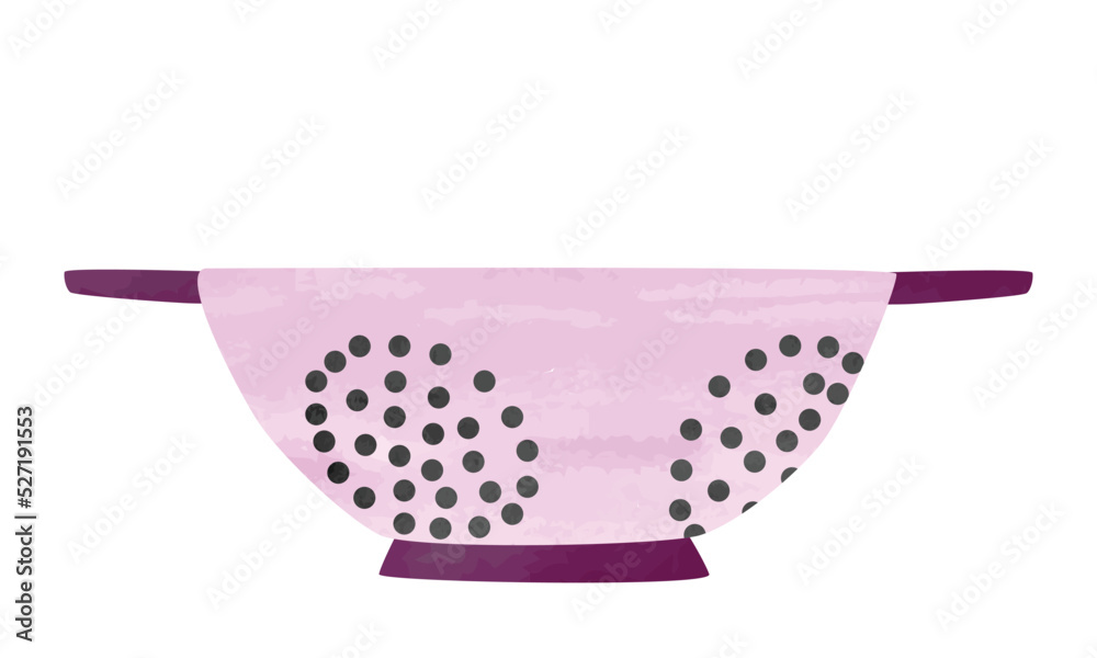 Side view of a colander clipart. Simple colander watercolor style ...