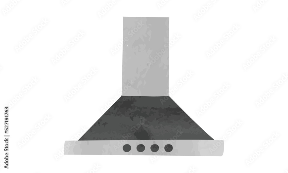 Steel range hood watercolor style vector isolated on white background ...
