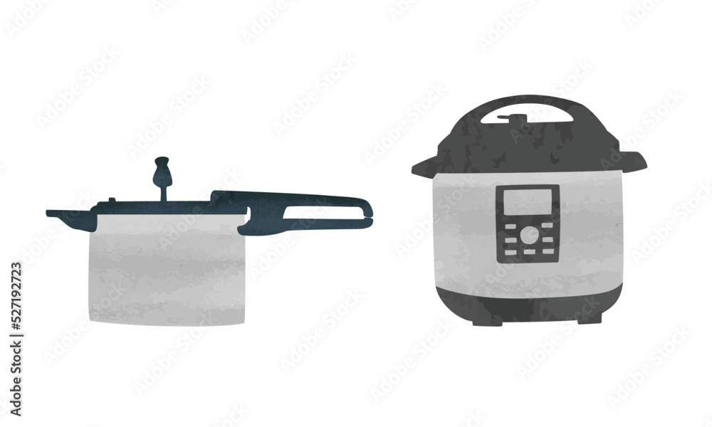 Set of pressure cooker watercolor style vector illustration isolated on ...