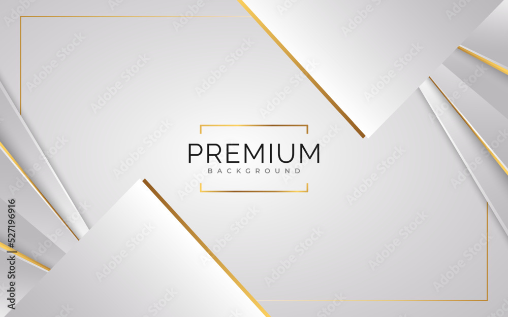 Luxury White and Gold Background with Golden Lines and Paper Cut Style ...