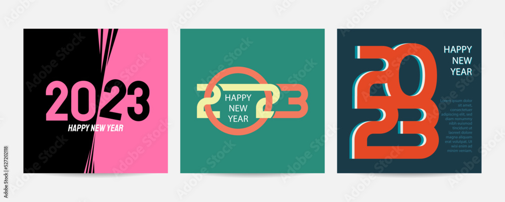 Go to the future 2023 concept, Happy New Year set. Templates with ...