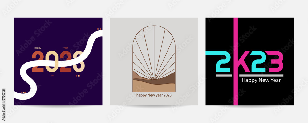 Vetor de Go to the future 2023 concept, Happy New Year set. Templates ...