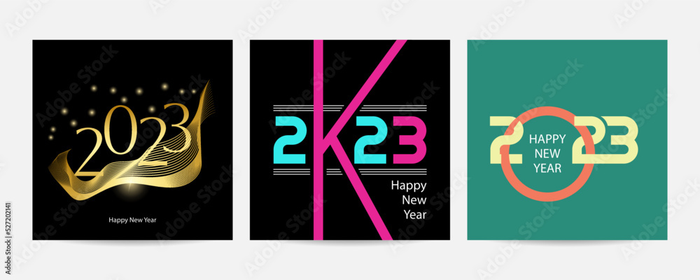 Go to the future 2023 concept, Happy New Year set. Templates with ...