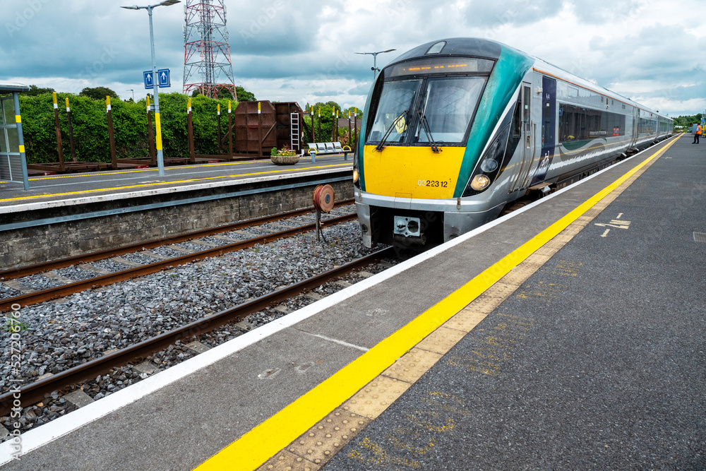 Athlone, Ireland - 07.14.2022: Irish rail train at rail station ...
