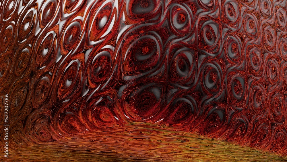 3D renderings. 3D high quality render. Glass cube with curved ornaments ...