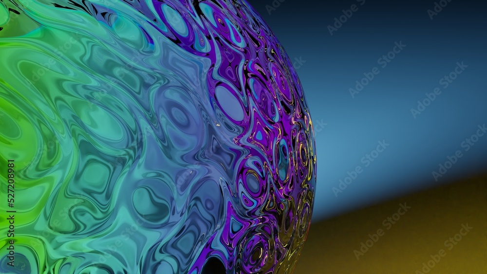 3D renderings. 3D high quality render. Giant glass orb with blue light ...