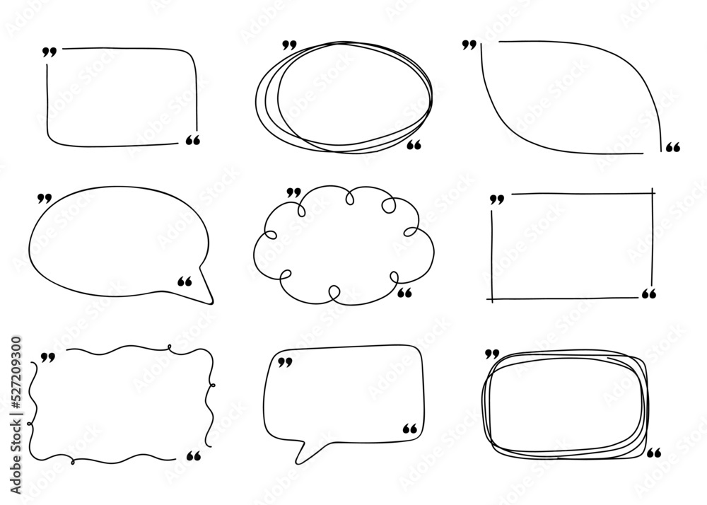 Vetor de Quote frame set. Hand drawn black geometric box collection ...