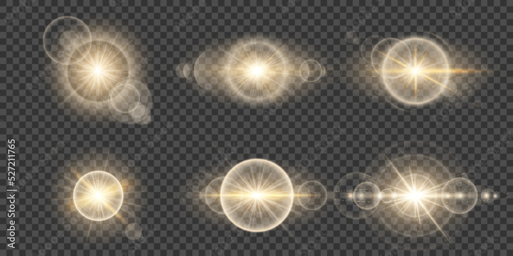 Glowing lights effect, flare, explosion and stars. Sparkling magical ...