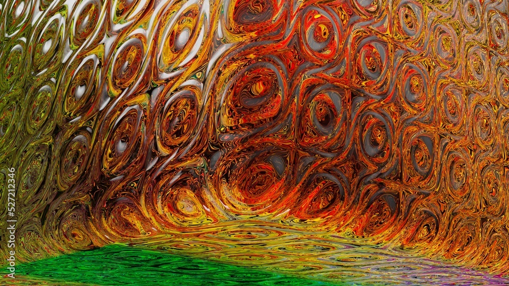 3D renderings. 3D high quality render. Orange and green glass texture ...