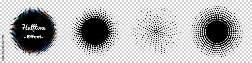 Halftone Icons Set - Different Vector Illustrations Isolated On ...