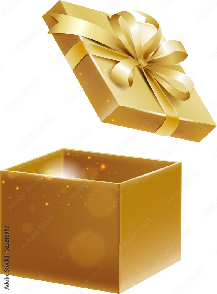 golden gift box with ribbon Stock Illustration | Adobe Stock