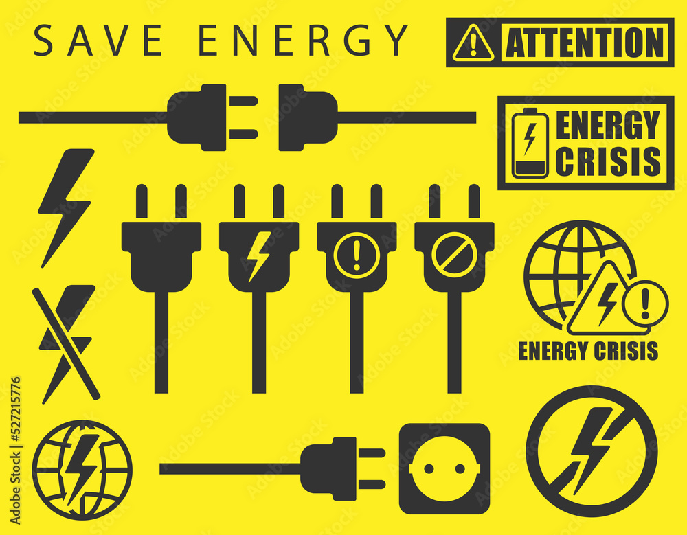 Save Energy. Energy crisis icon symbol. Vector illustration image ...
