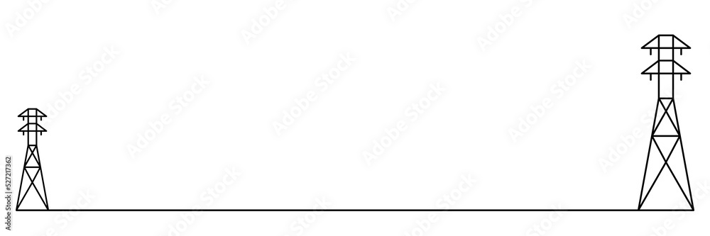 Power line art. Border with electric poles. Stock Vector | Adobe Stock