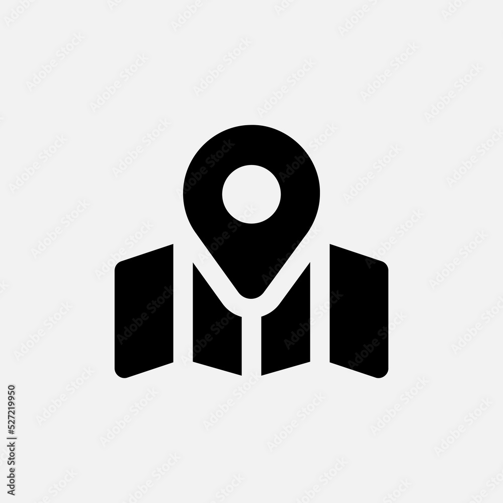 Maps and location icon in solid style about user interface, use for ...